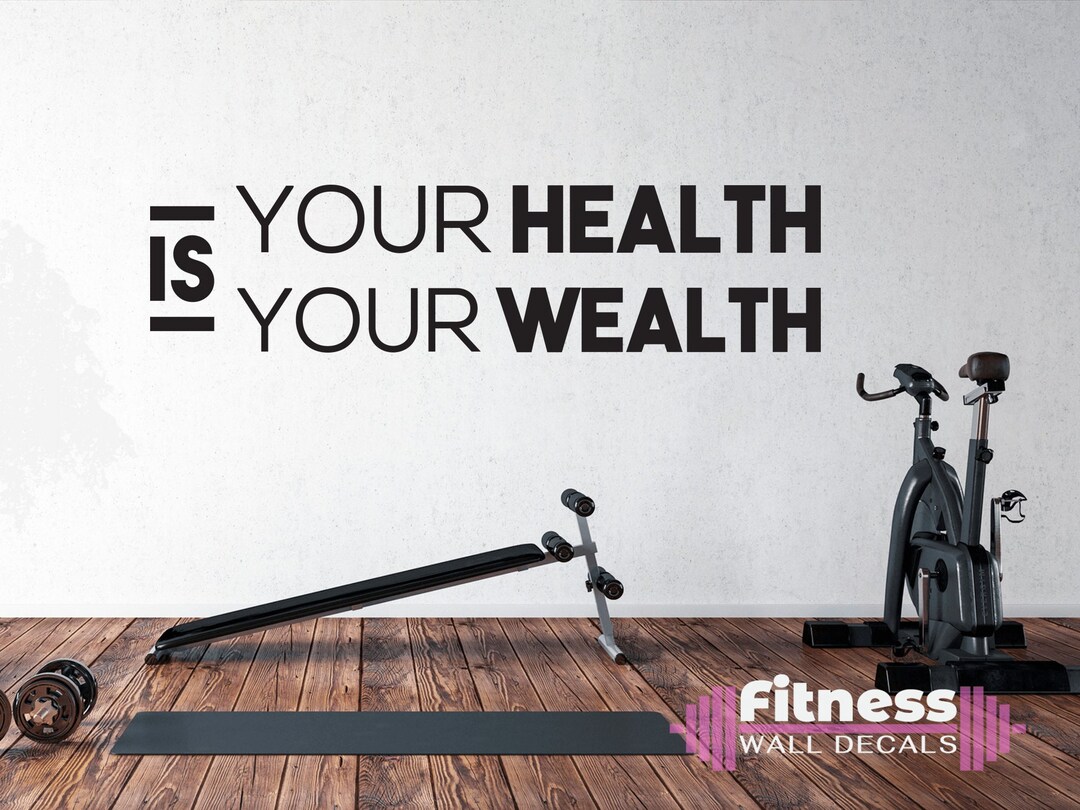 Health is Wealth Fitness Wall Decal, Motivational Home Gym Decor, Vinyl ...