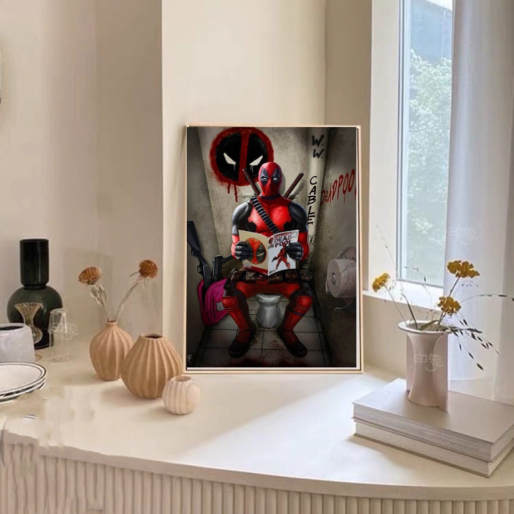 Deadpool on a Toilet Poster Canvas Poster Art Wall No Frame - Etsy