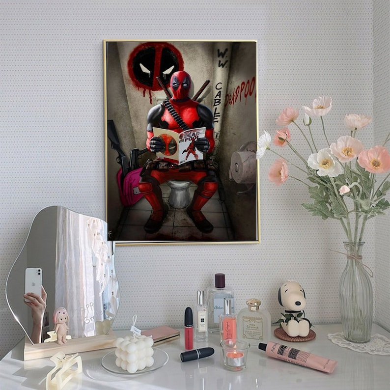 Deadpool on a Toilet Poster Canvas Poster Art Wall No Frame - Etsy