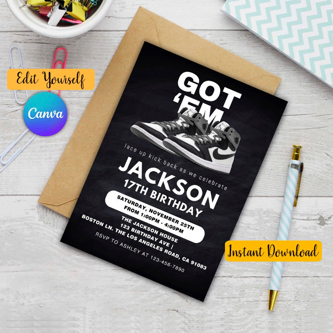 Sneaker Ball Birthday Invitation, Sneaker Birthday Invitation, Sneaker ...