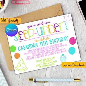 Sleep Under Invitation, Sleep Under Party, Sleep Under Birthday ...