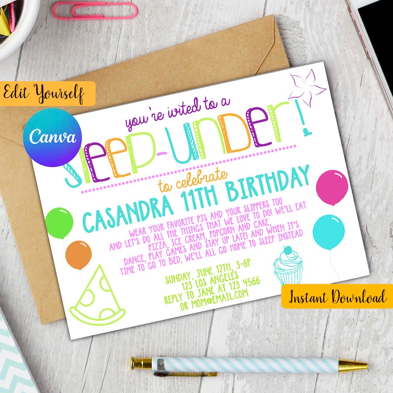 Sleep Under Invitation Sleep Under Party Sleep Under - Etsy