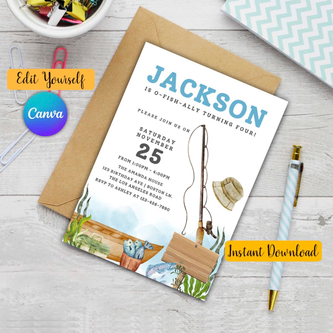 Fishing Invitation, Fishing Birthday Invitation, Gone Fishing Invite ...