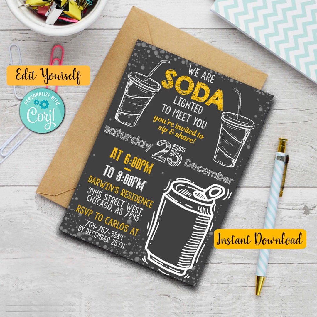 Soda-lighted Invitation Soda Bar Invitation LDS Relief - Etsy