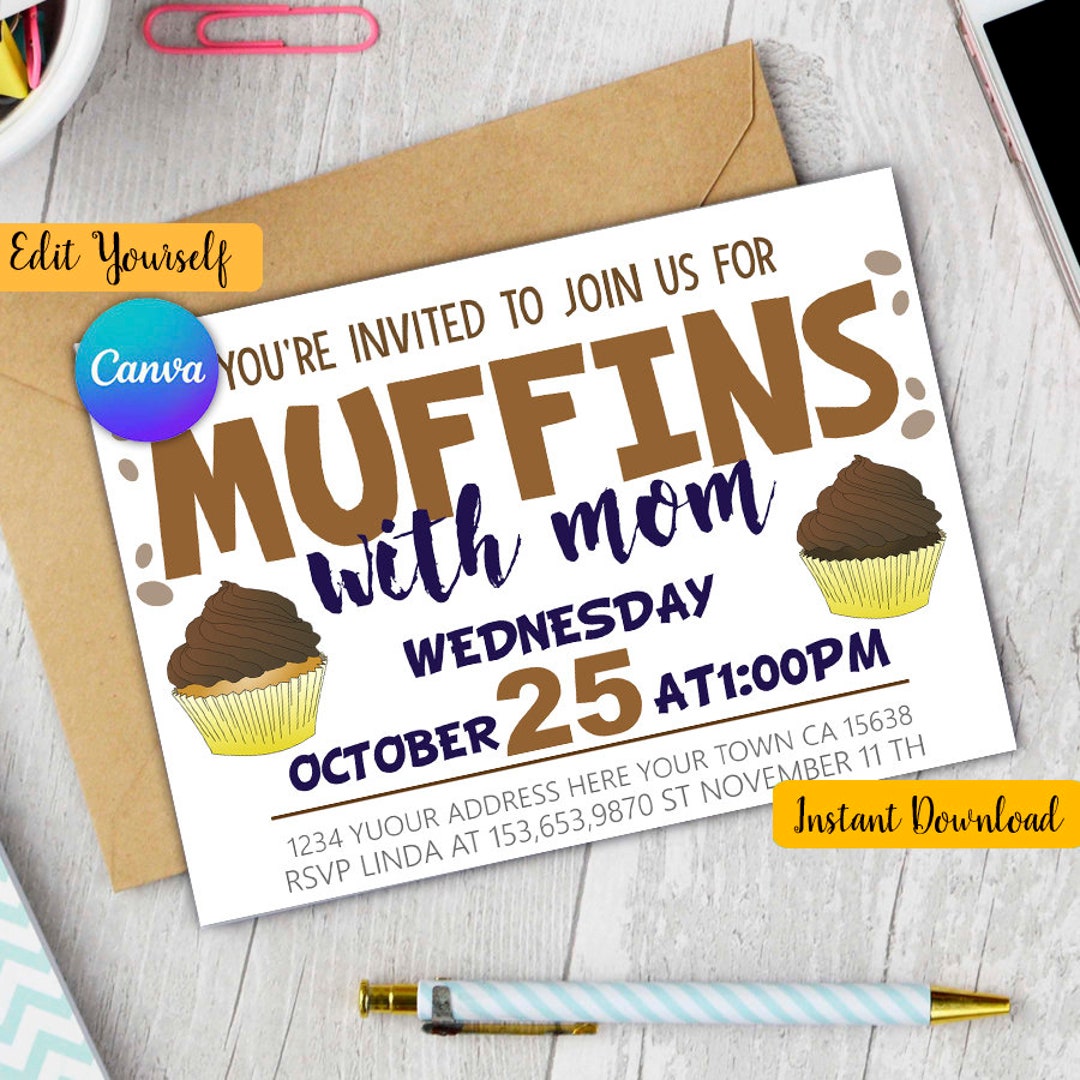 Muffins With Mom, Muffins With Mom Invite, Muffins With Mom Editable ...