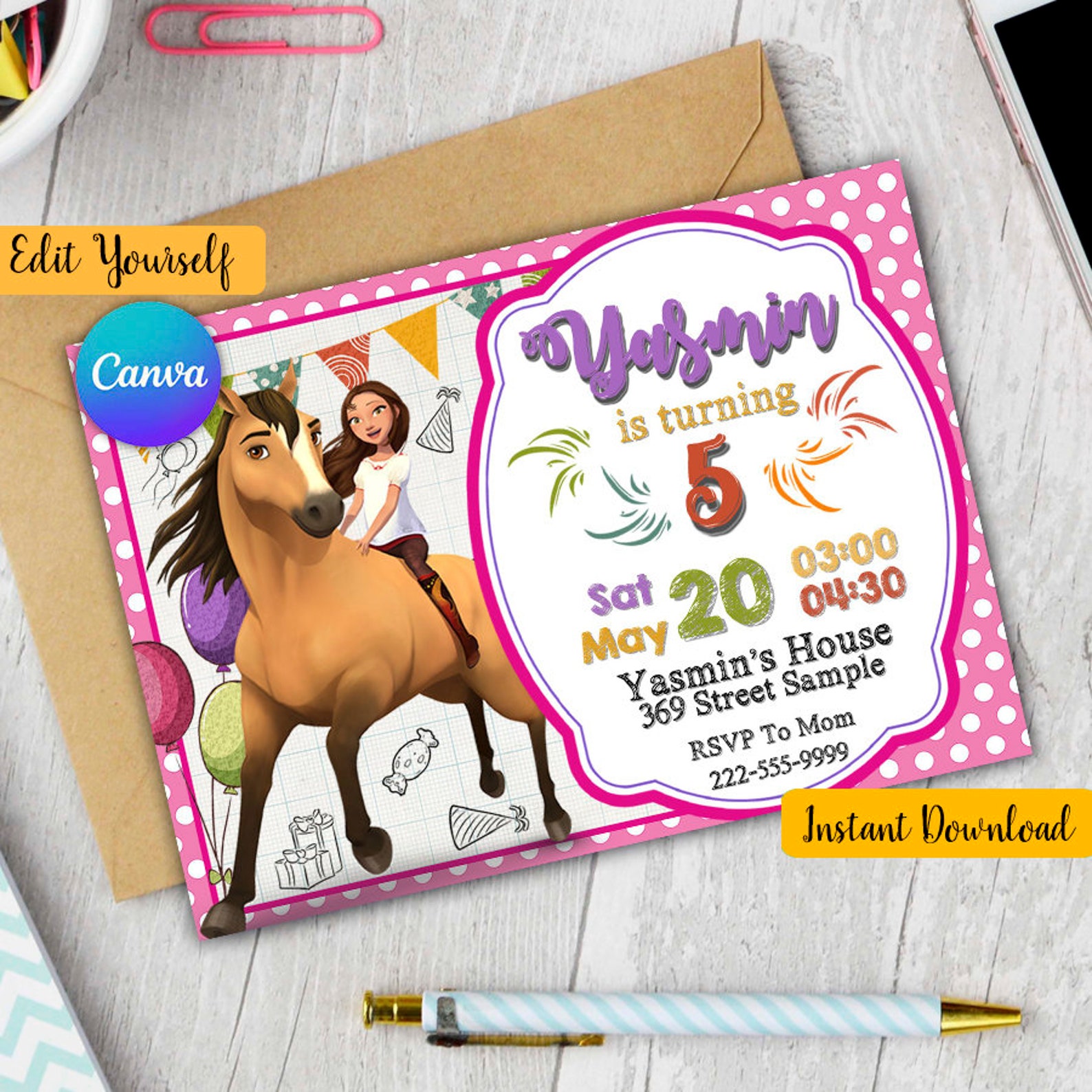 Spirit Riding Free Birthday Invitation, Spirit Riding Free Invitation ...