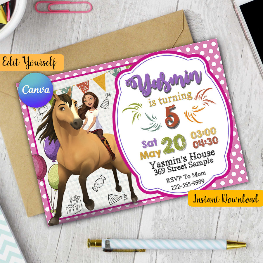 Spirit Riding Free Birthday Invitation, Spirit Riding Free Invitation ...