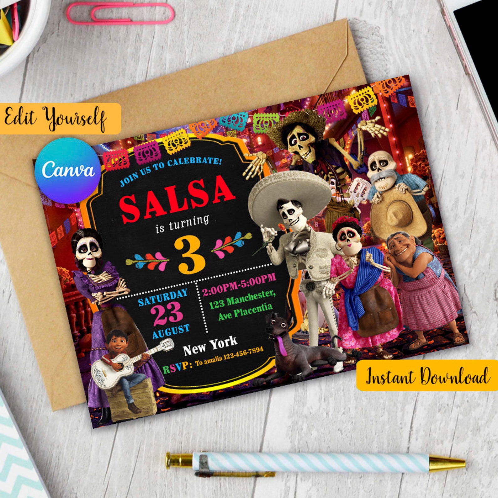 Coco Birthday Invitation, Coco Invitation, Disney Coco Party Invitation, Coco Party, Coco Invite ...