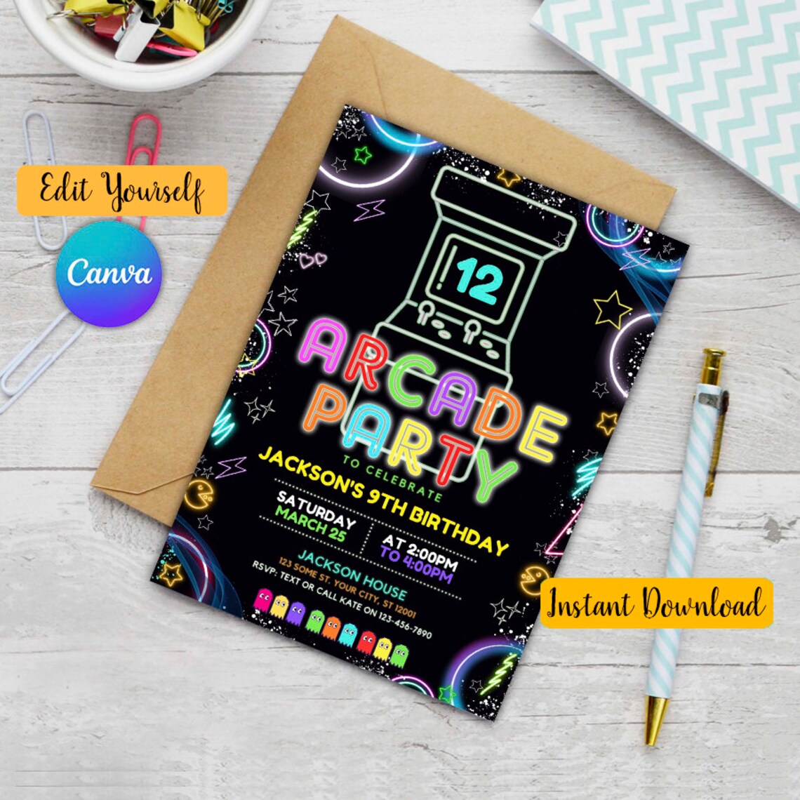 Arcade Birthday Invitation, Arcade Invitation, Arcade Party, Arcade ...