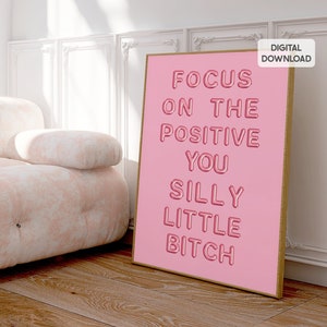 DIGITAL Preppy Pink Wall Art, Sassy Room Decor, Self Love Prints Girly ...