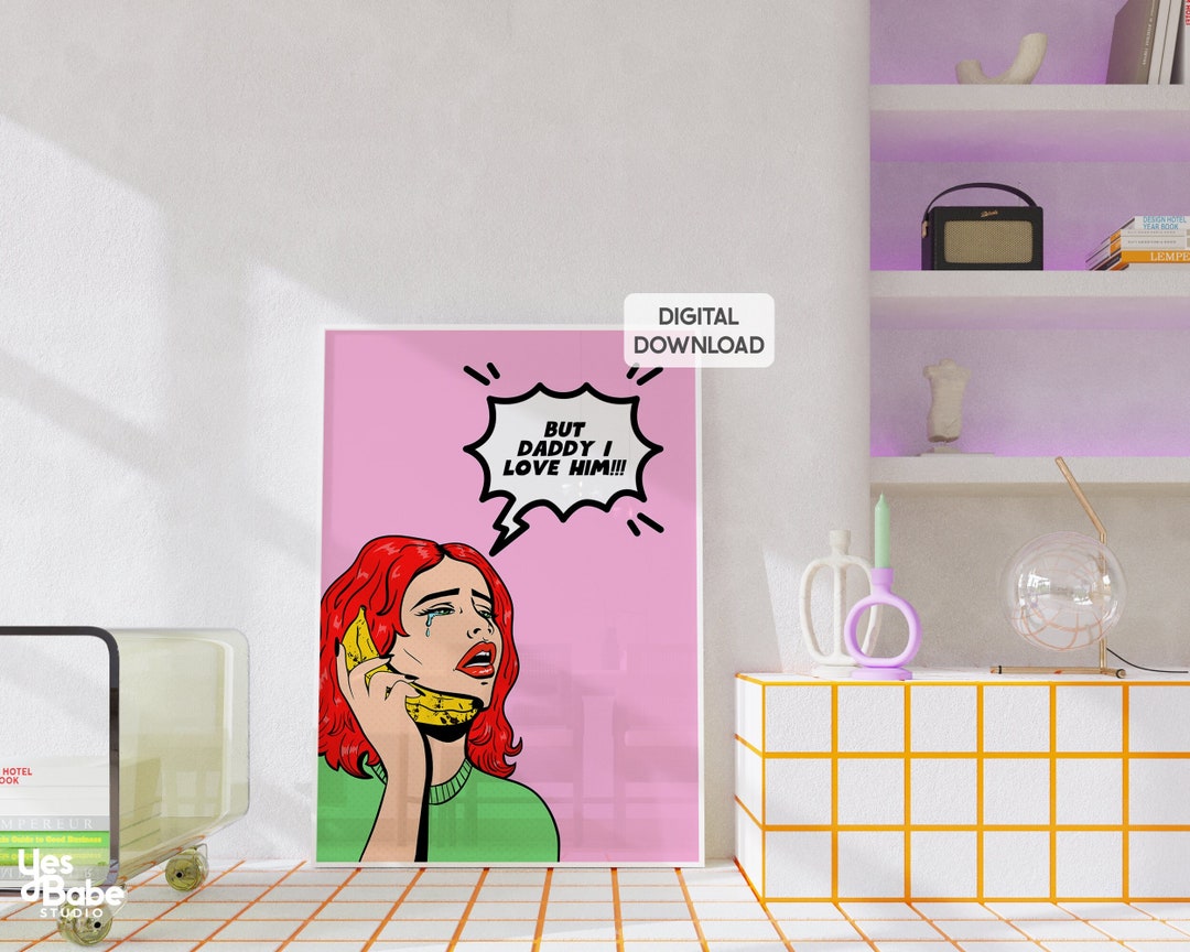 DIGITAL Pop Art Print, Funky Wall Art, Preppy Room Decor, Maximalist ...
