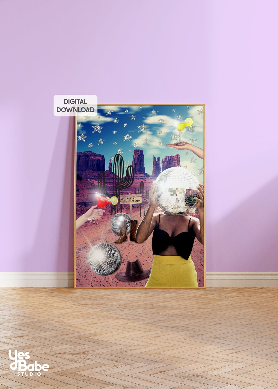 Trendy Disco Ball Prints Disco Cowgirl, Bar Cart Prints, Arizona Desert ...