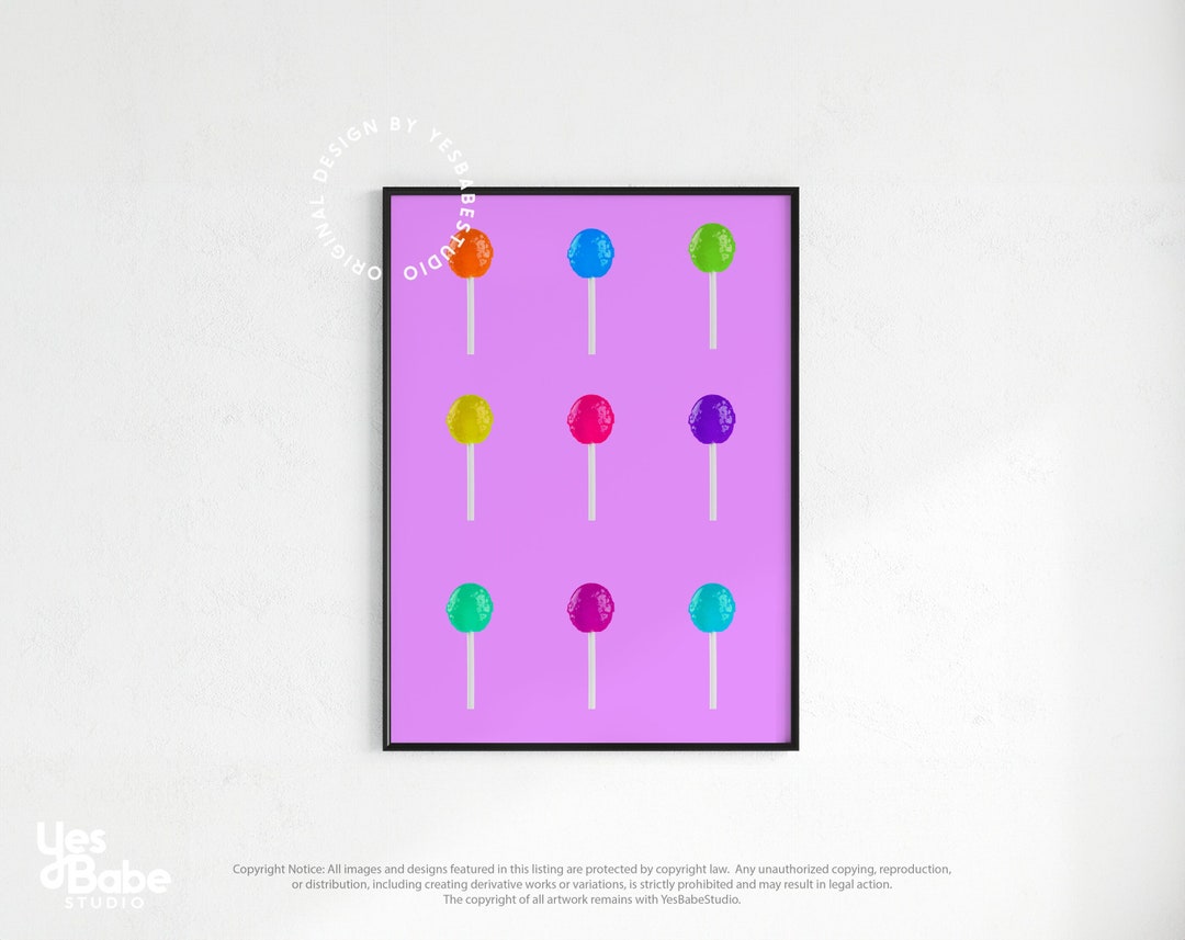 Lollipops Candy Poster Funky Home Decor Colorful Wall Art - Etsy