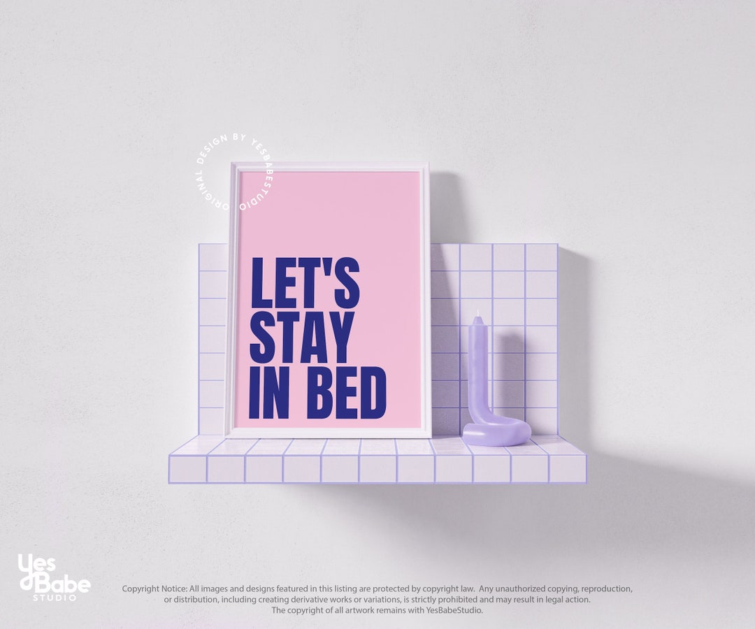 Let's Stay in Bed Eclectic Wall Decor Cute Bedroom - Etsy