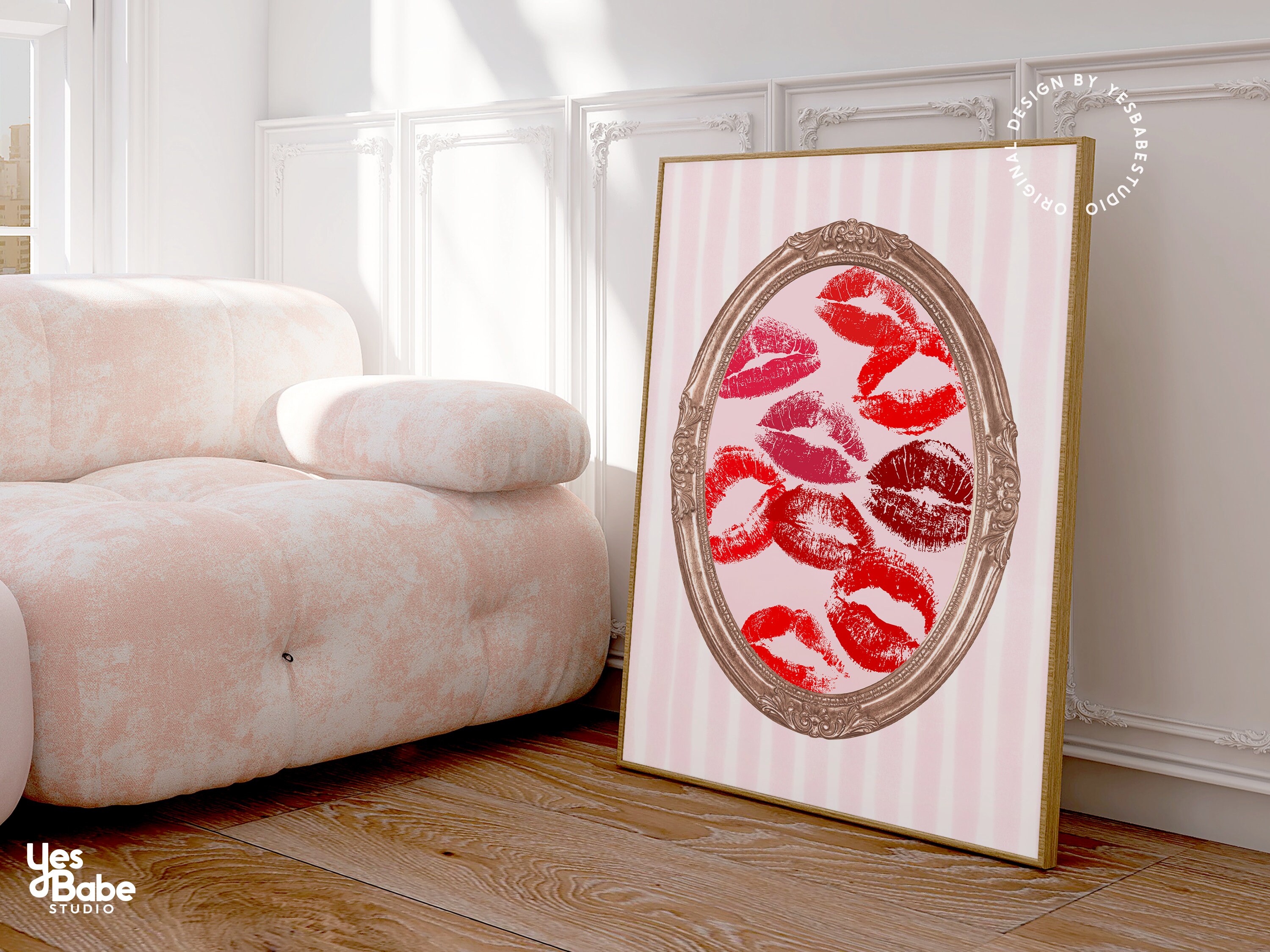 Coquette Room Decor, Light Pink Wall Art, Red and Pink Decor, Rococo ...