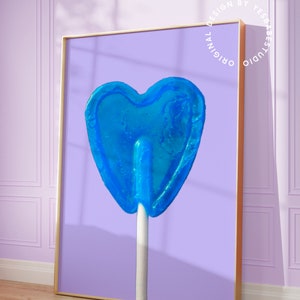Dopamine Decor, Candy Heart Decor, Lollipop Print, Funky Kitchen Prints ...