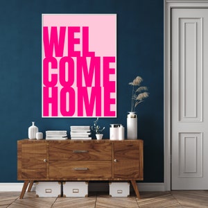 Hot Pink Welcome Home Chic Welcome Home Sign Pink Entryway | Etsy