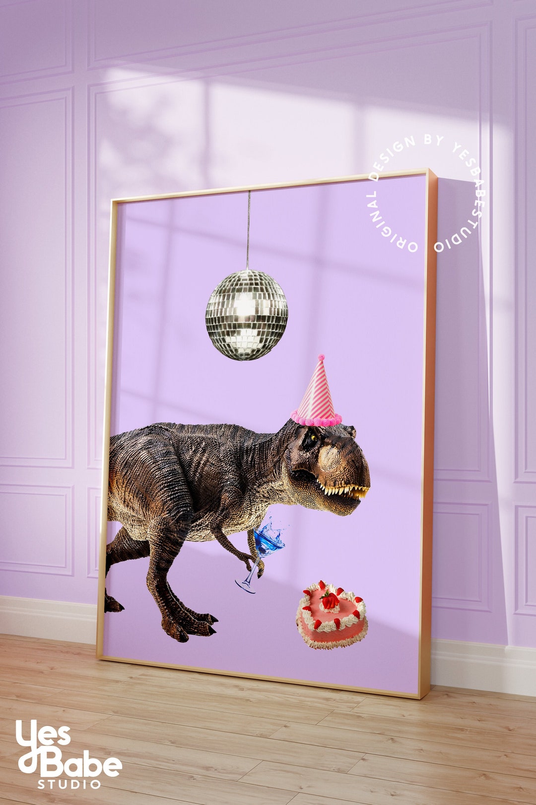 Dinosaur Poster, Bar Cart Print, Quirky Wall Art, Weird Wall Art, Funky ...