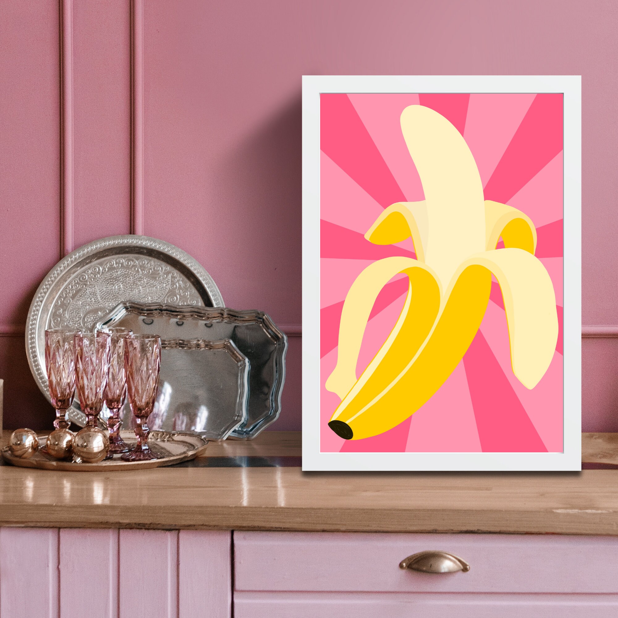 Banana Poster Colorful Fruit Poster Maximalist Poster | Etsy