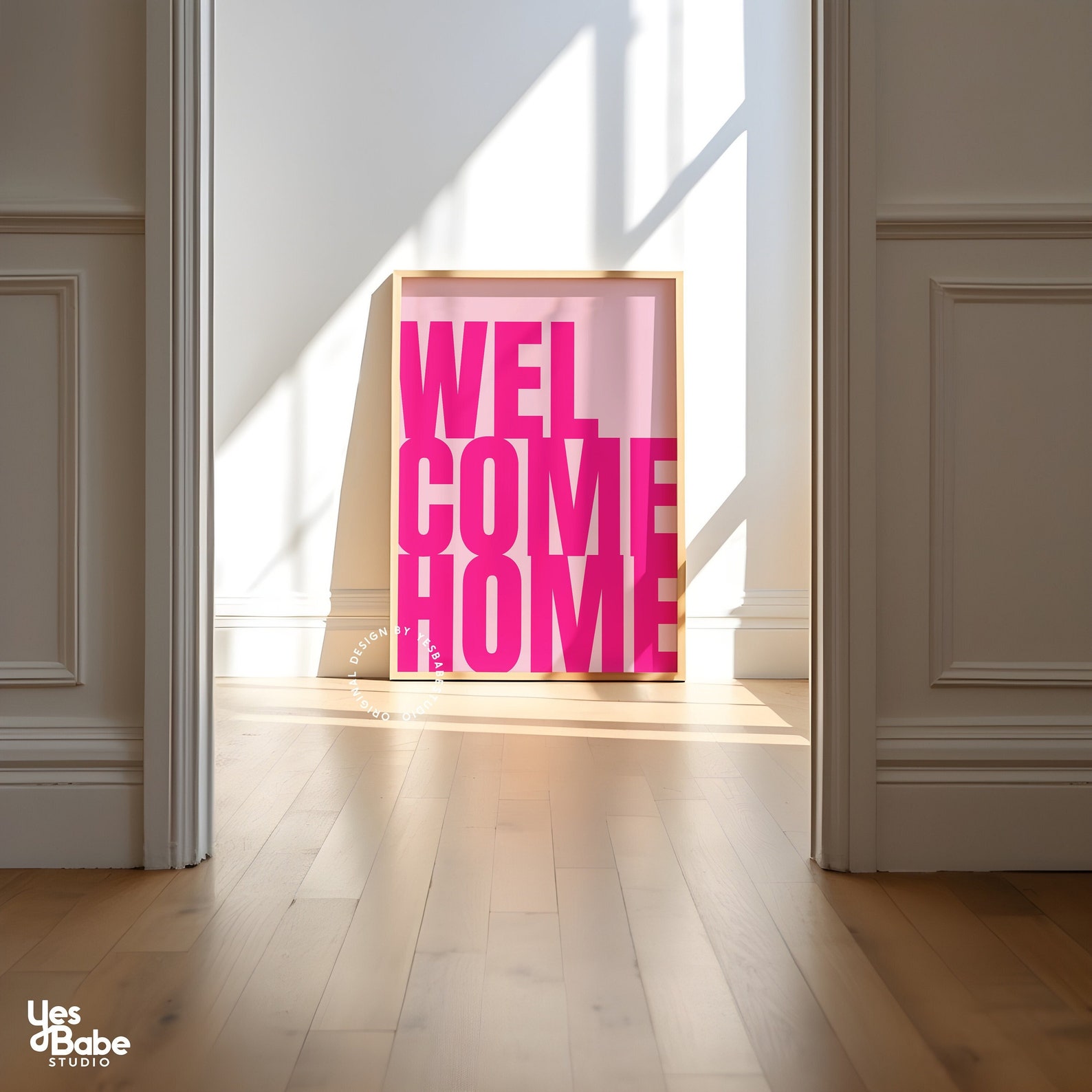 Hot Pink Welcome Home | Chic Welcome Home Sign, Pink Entryway Print ...