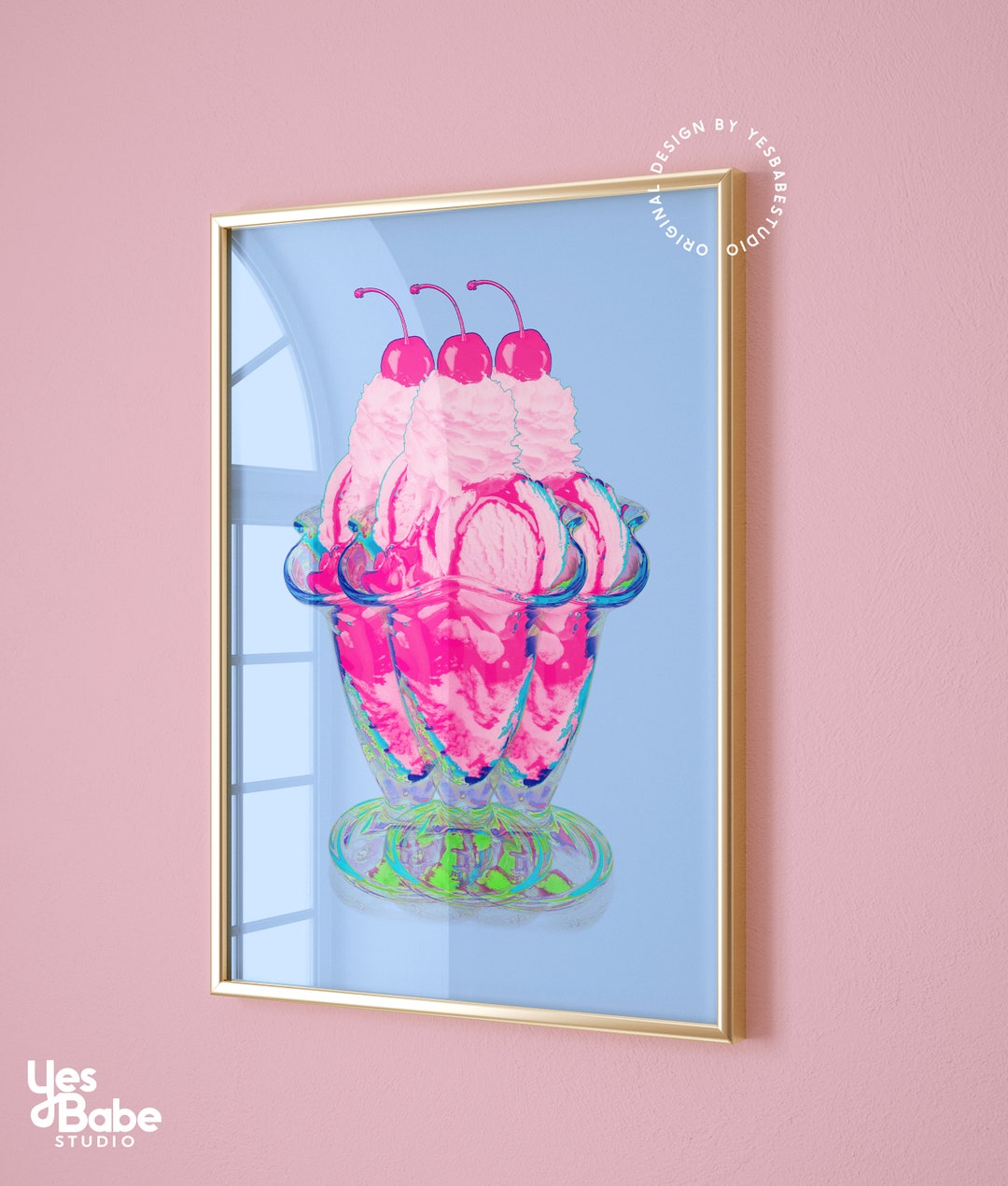 Dopamine Decor, Dessert Themed Art, Groovy Kitchen Prints, Maximalist ...