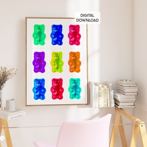 Gummy Bear Poster, Maximalist Kitchen Decor, Quirky Wall Art, Candy ...