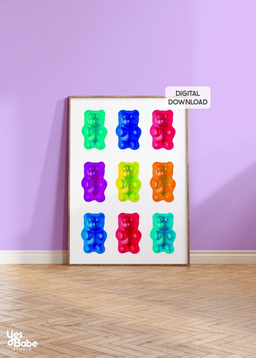 Gummy Bear Poster, Maximalist Kitchen Decor, Quirky Wall Art, Candy ...