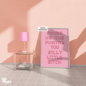DIGITAL Preppy Pink Wall Art, Sassy Room Decor, Self Love Prints Girly ...