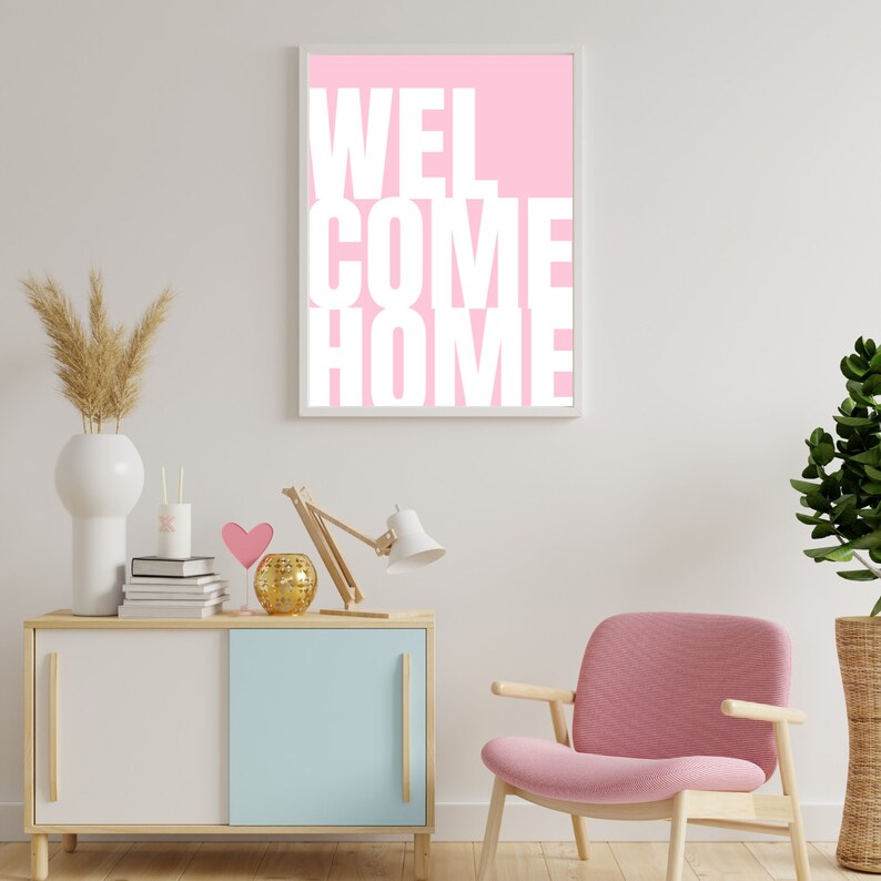 Pastel Pink Welcome Home Cute Welcome Home Sign Pink | Etsy