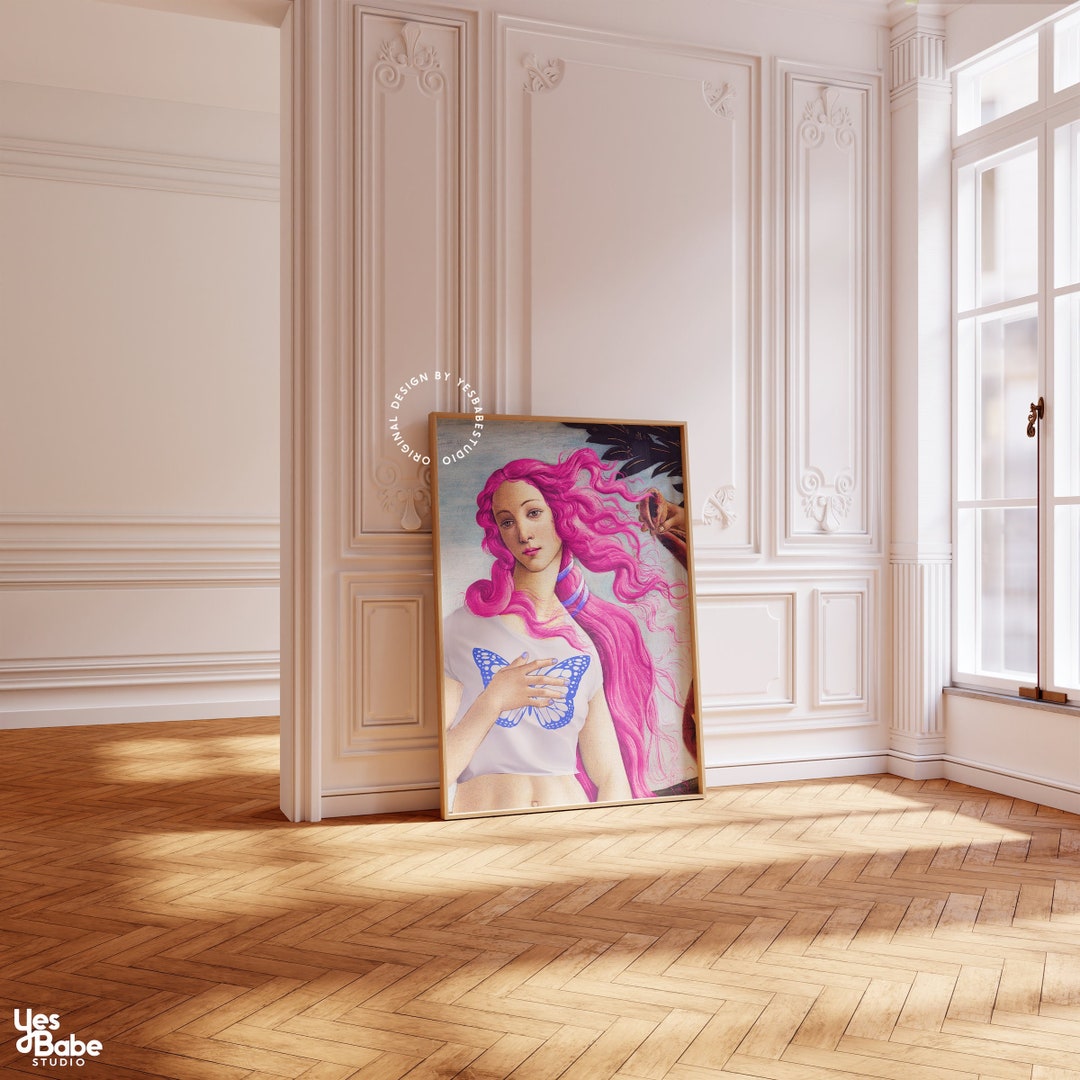 Birth of Venus, Altered Art Print, Hot Pink Wall Art, Indie Room Decor ...