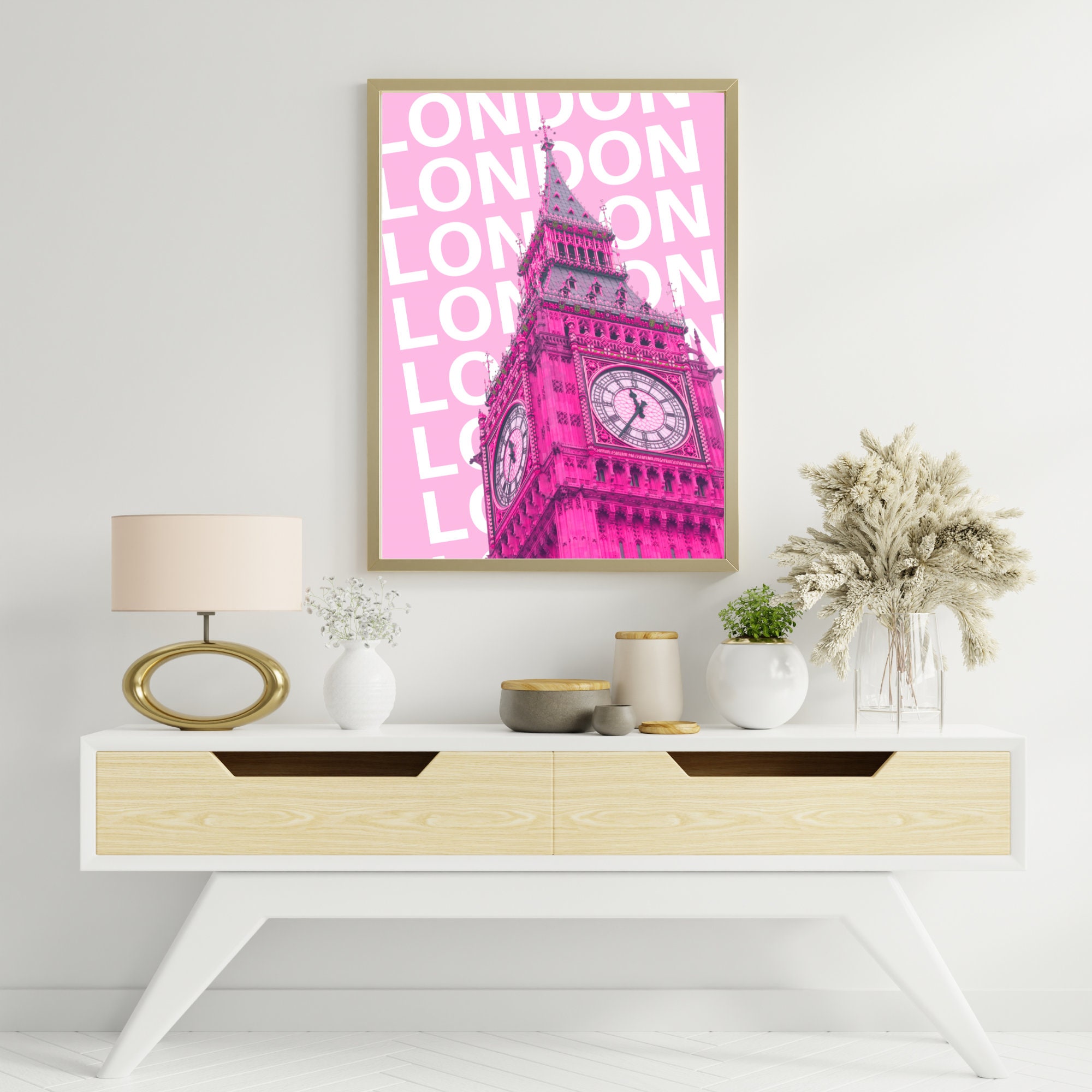 London Poster Pink London Decor London Travel Poster Big | Etsy
