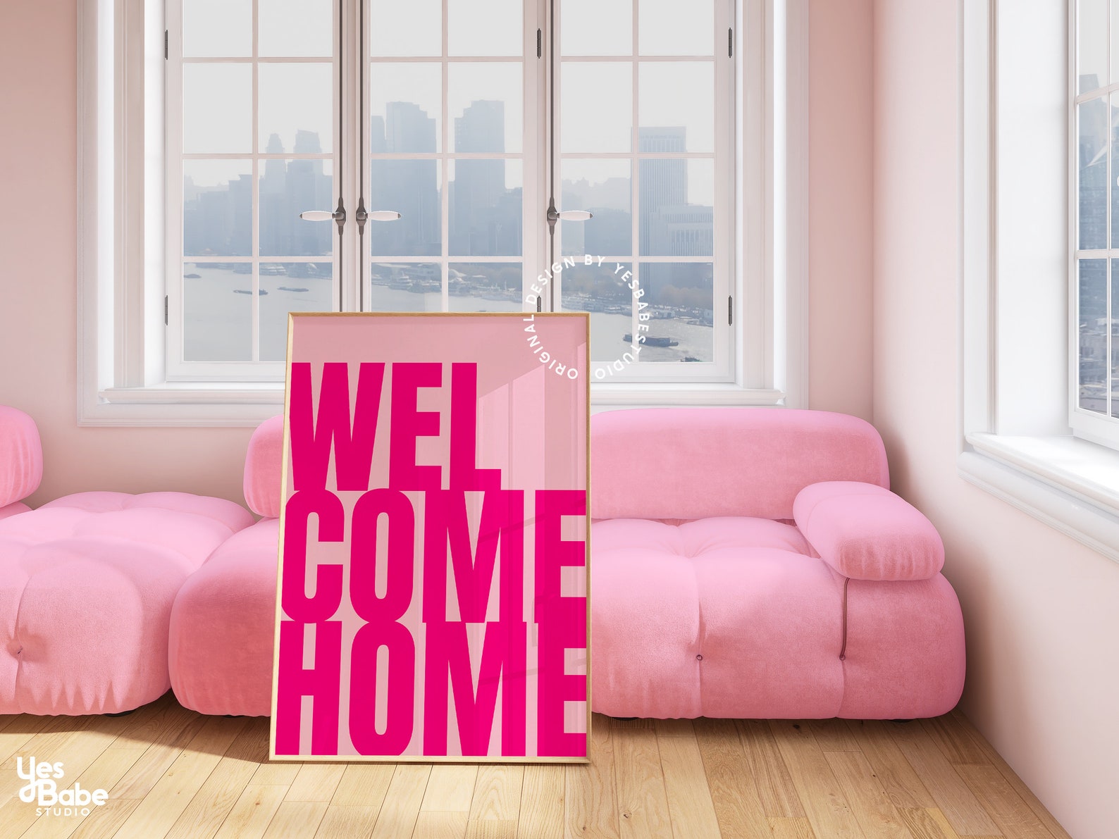 Hot Pink Welcome Home | Chic Welcome Home Sign, Pink Entryway Print ...