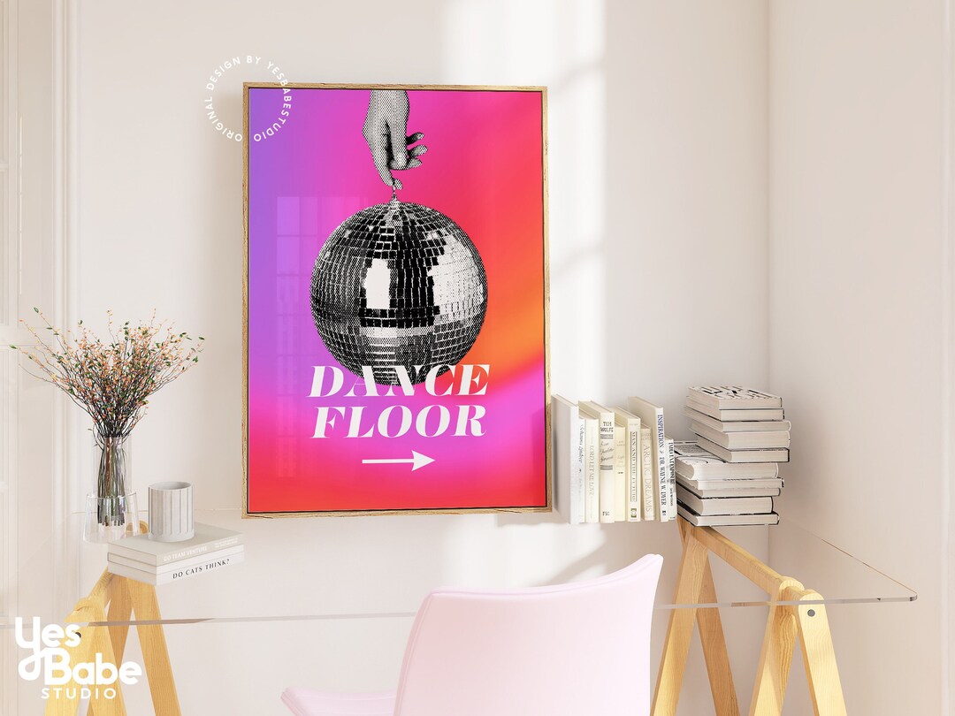 Retro Disco Ball Decor, Bar Cart Prints, Apartment Decor Aesthetic ...