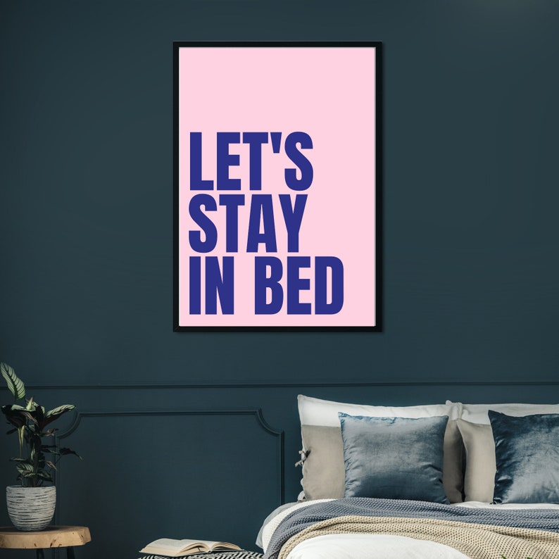 Let's Stay in Bed Eclectic Wall Decor Cute Bedroom - Etsy