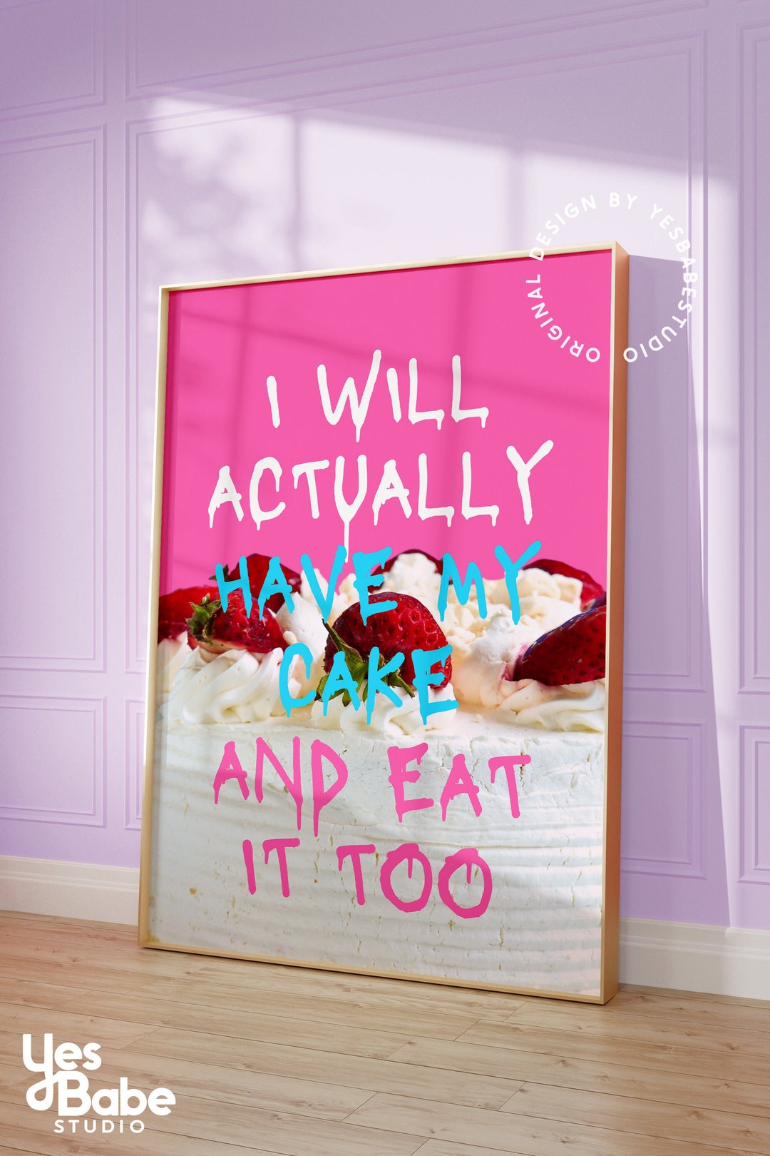 Cake Poster, Dessert Wall Art, Funky Kitchen Prints, Dopamine Decor ...