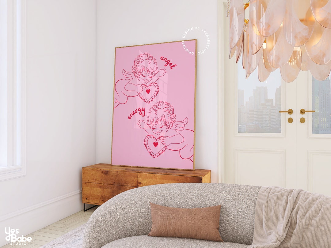 Coquette Room Decor, Light Pink Wall Art, Red and Pink Decor, Rococo ...
