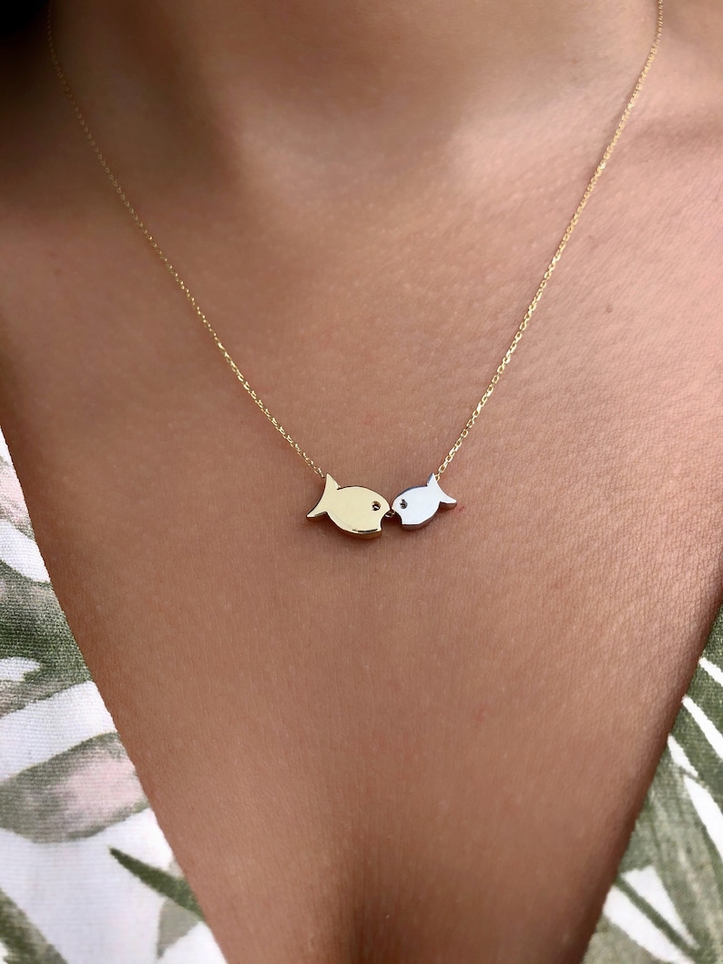 14k Solid Gold Fish Necklace / Jewelry / Special Gift / Delicate / Gift ...
