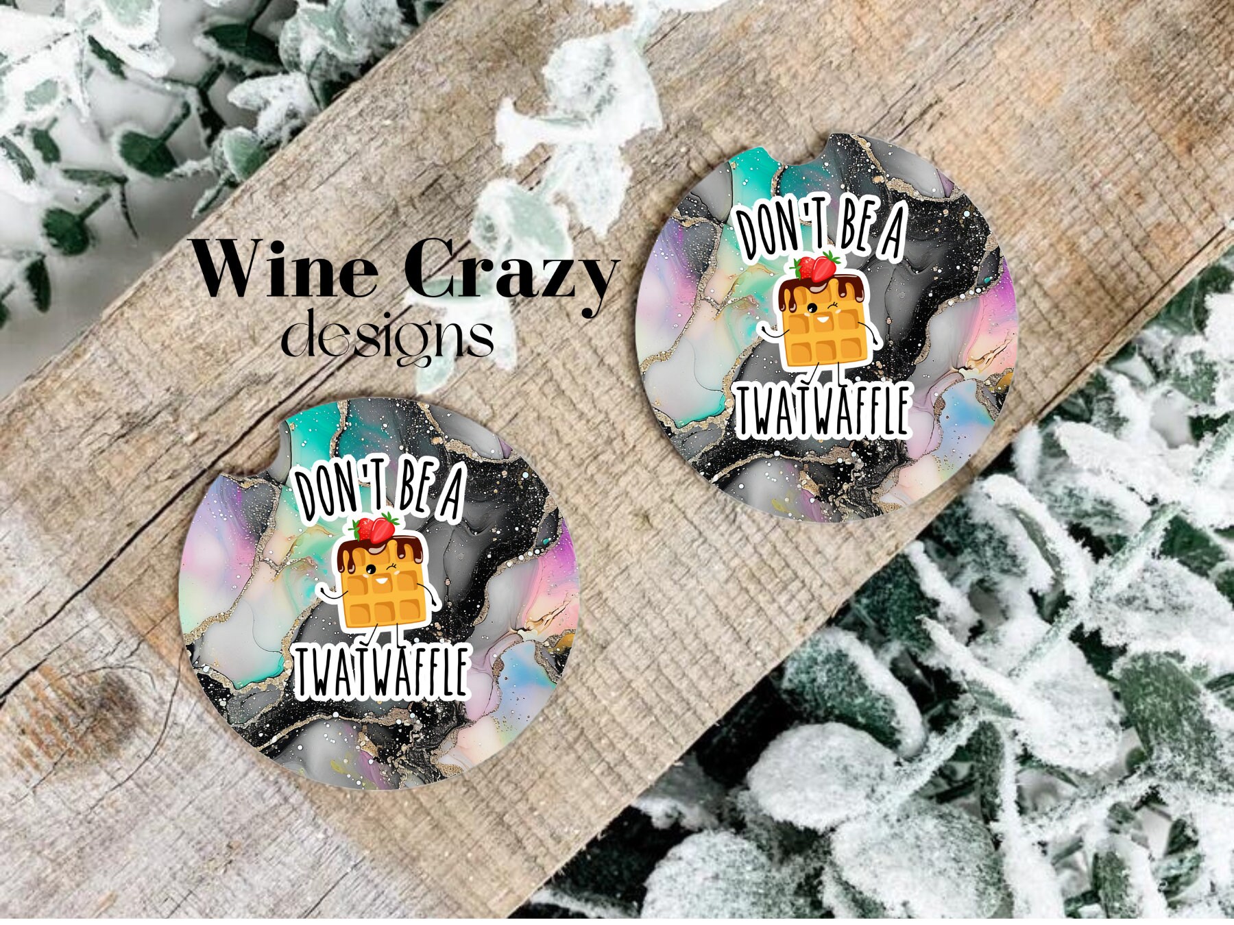 Don't Be A Twatwaffle Offensive Cartoon Car Coaster Vehicle Cup Holder ...