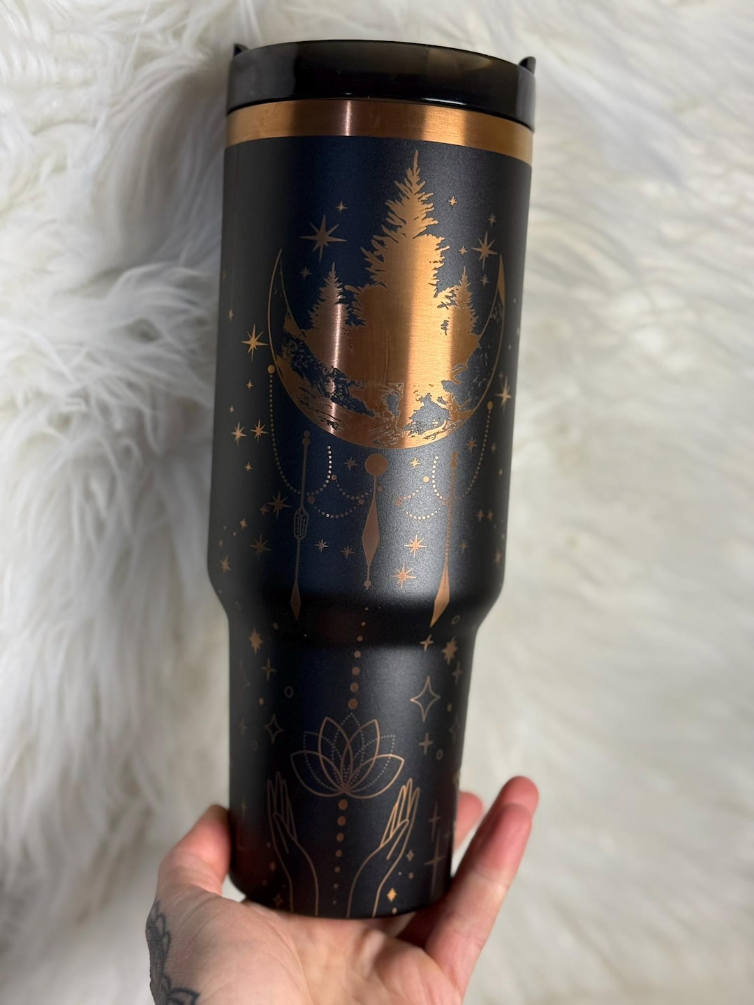 Crystal Moon Tree Tumbler 40oz – Laser Engraved Witchy Stainless Steel ...