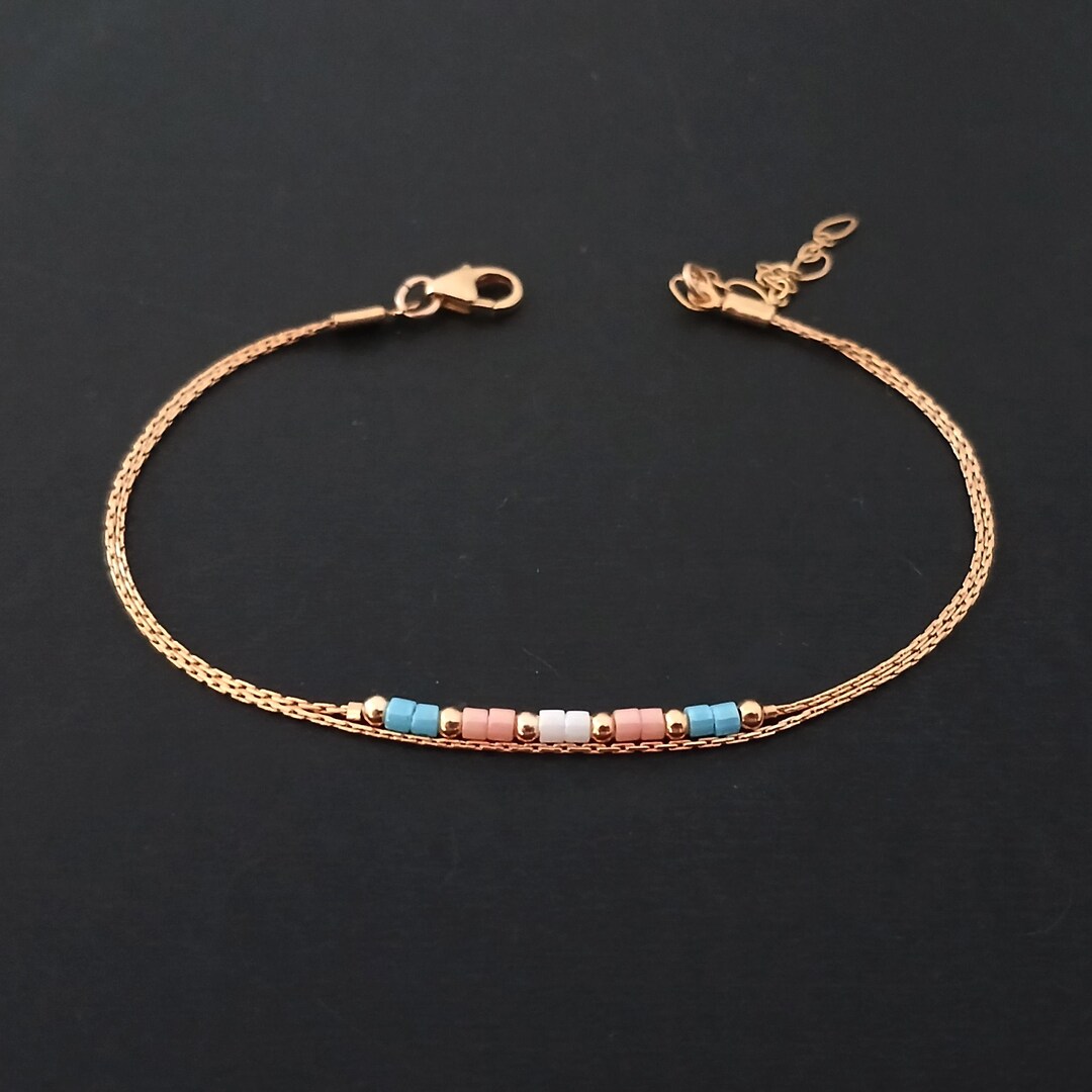 Transgender Gold Beaded Bracelet,extra Thin Delicate Colorful Wristband ...