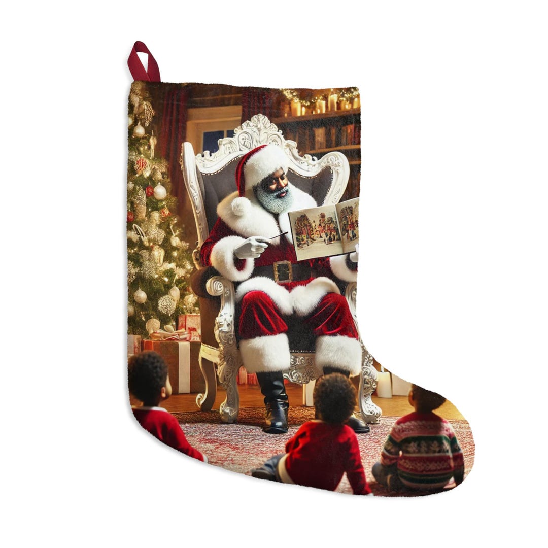 Black Santa Christmas Stocking - Etsy