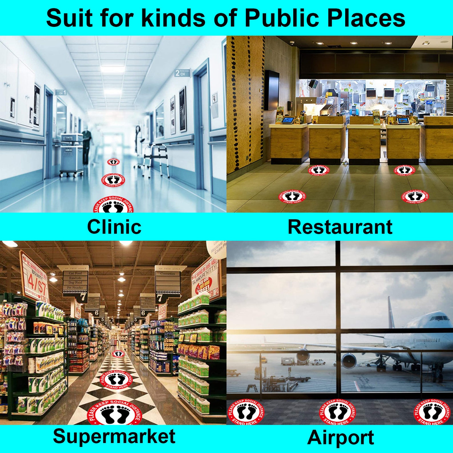 PSA Signs Pack of 10 Social Distancing Floor Stickers self - Etsy