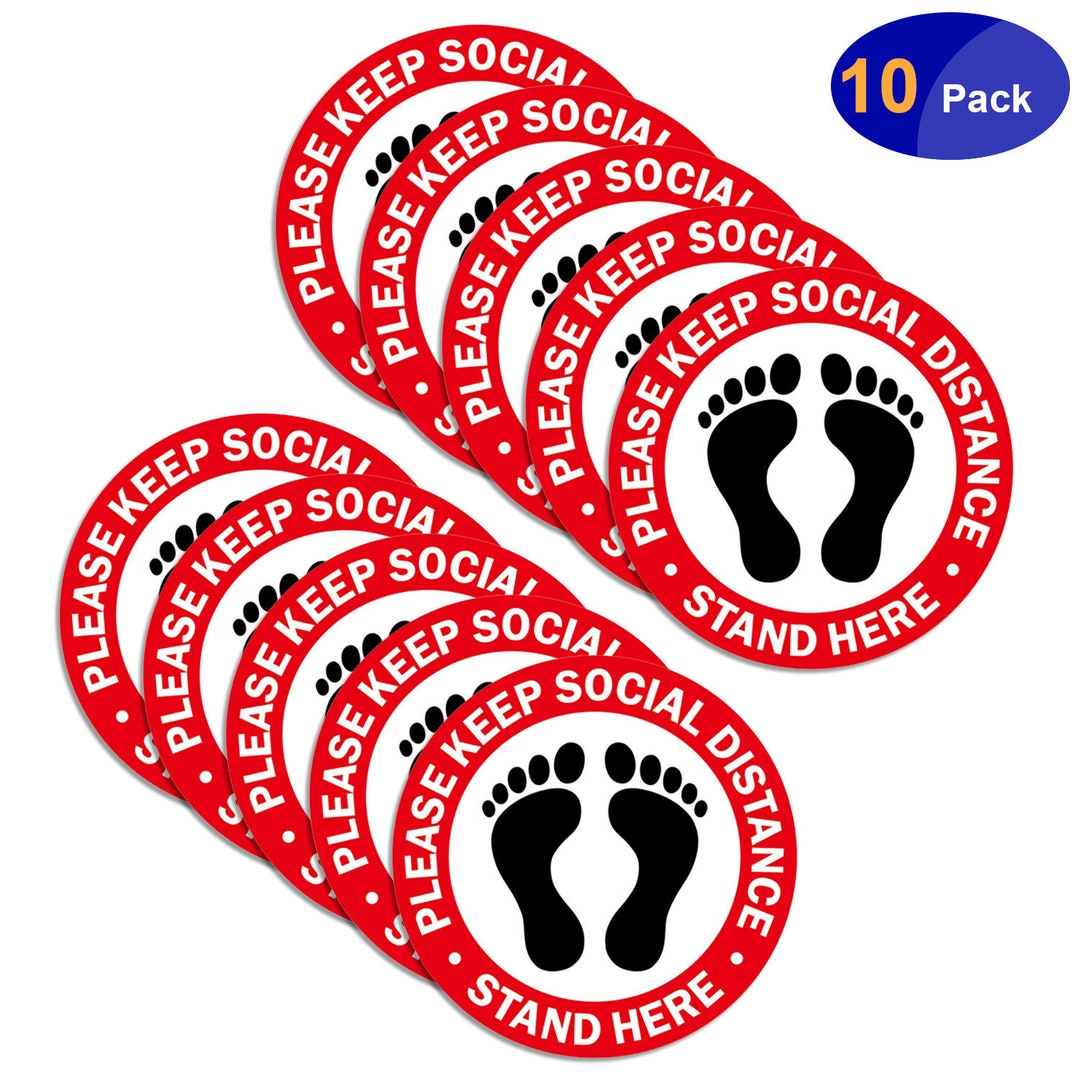 PSA Signs Pack of 10 Social Distancing Floor Stickers self - Etsy
