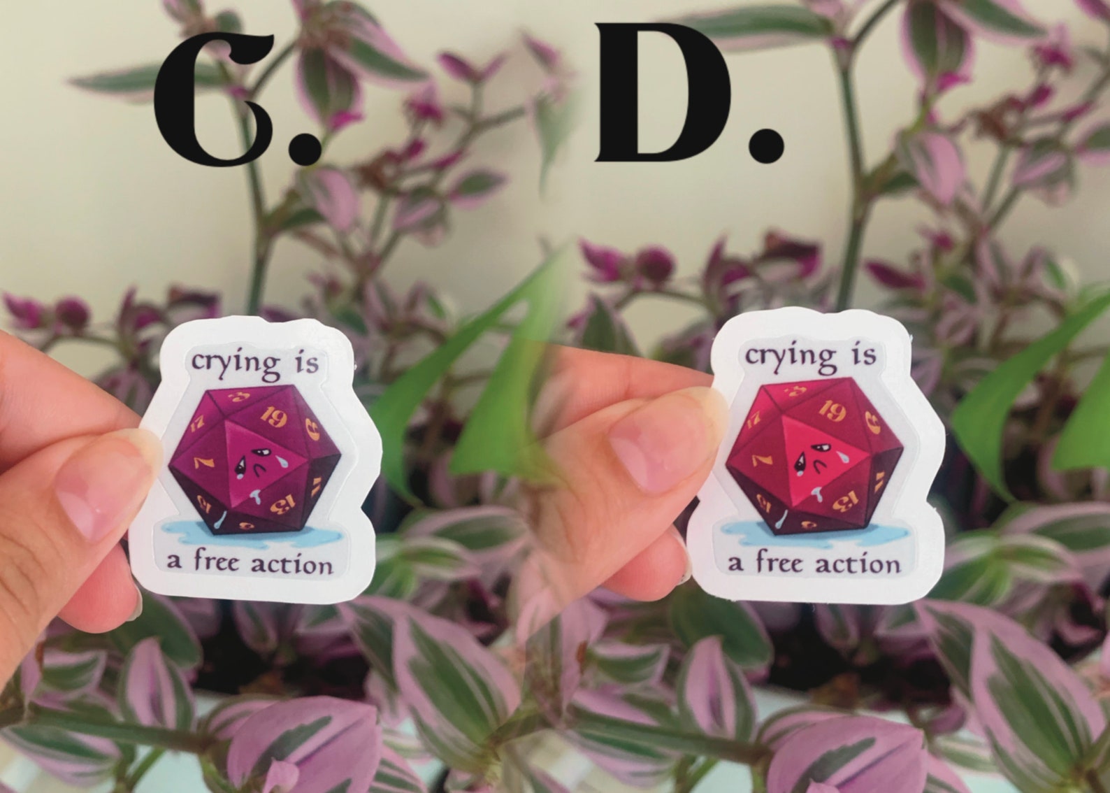Crying is a Free Action - Crying D20 | Cute TTRPG Sticker | Original ...