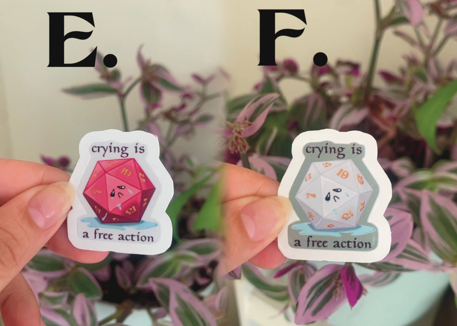 Crying is a Free Action - Crying D20 | Cute TTRPG Sticker | Original ...