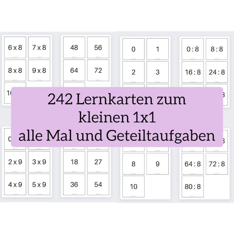 Learning Cards the Small 1x1 All Times and Shared Tasks 242 Cards - Etsy