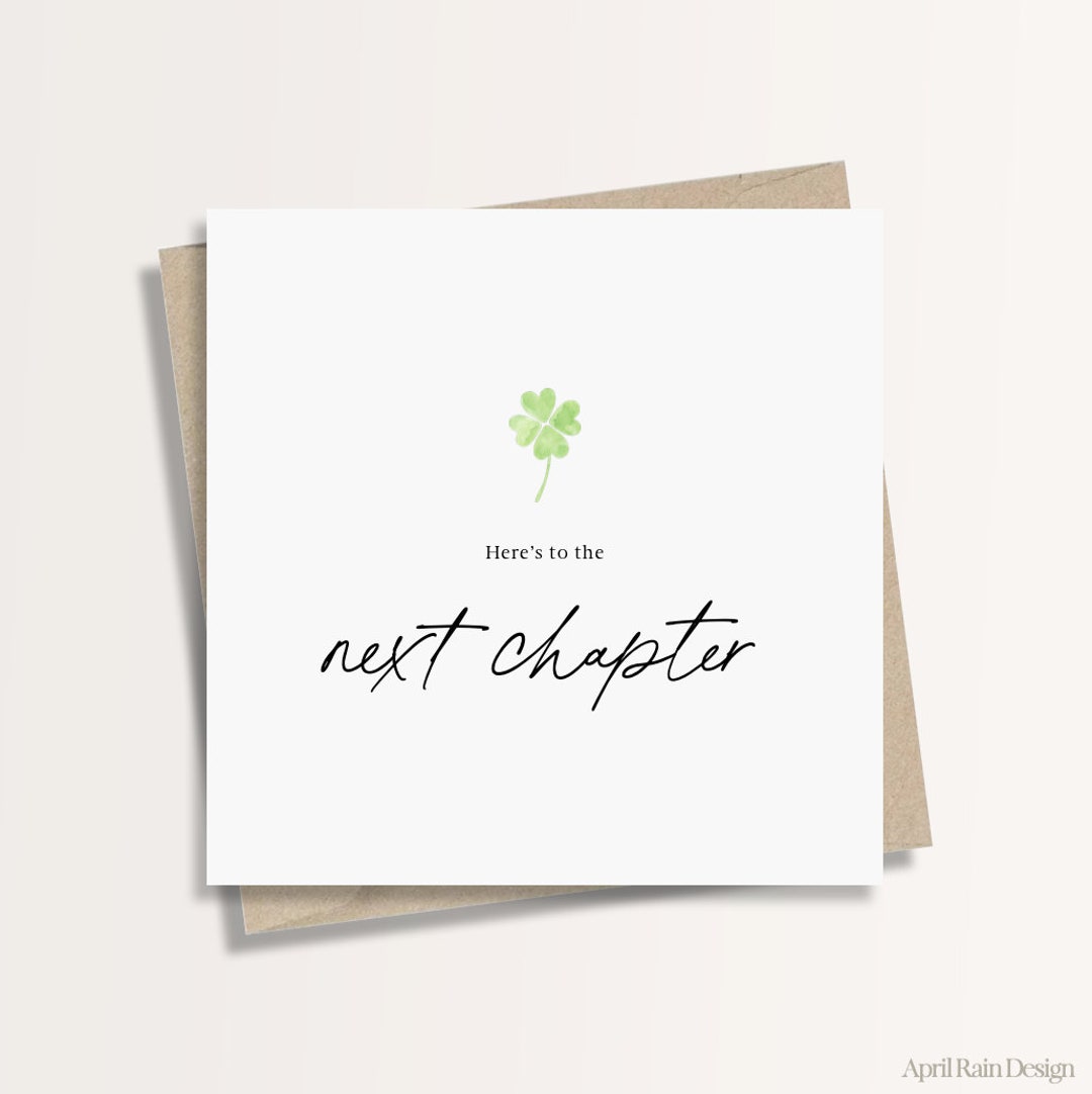 Here's to the Next Chapter Card Good Luck Card, Here's to Us Card, New ...