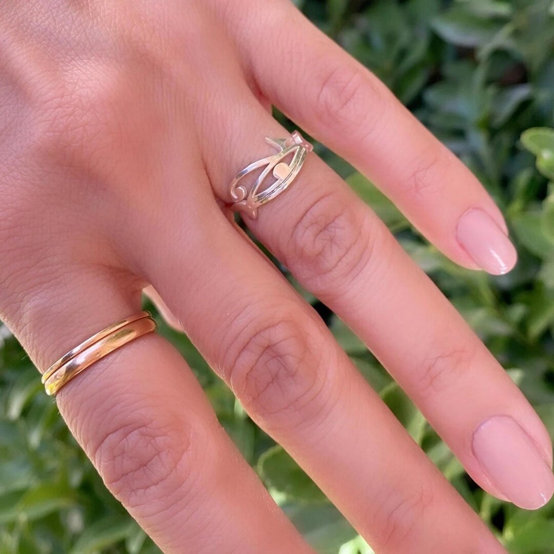 Eye of Horus 14K Gold Ring, 925 Sterling Silver Eye of Ra Ring, Mandala ...