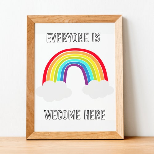 Everyone is Welcome Here Diversity Poster Holding Hands - Etsy