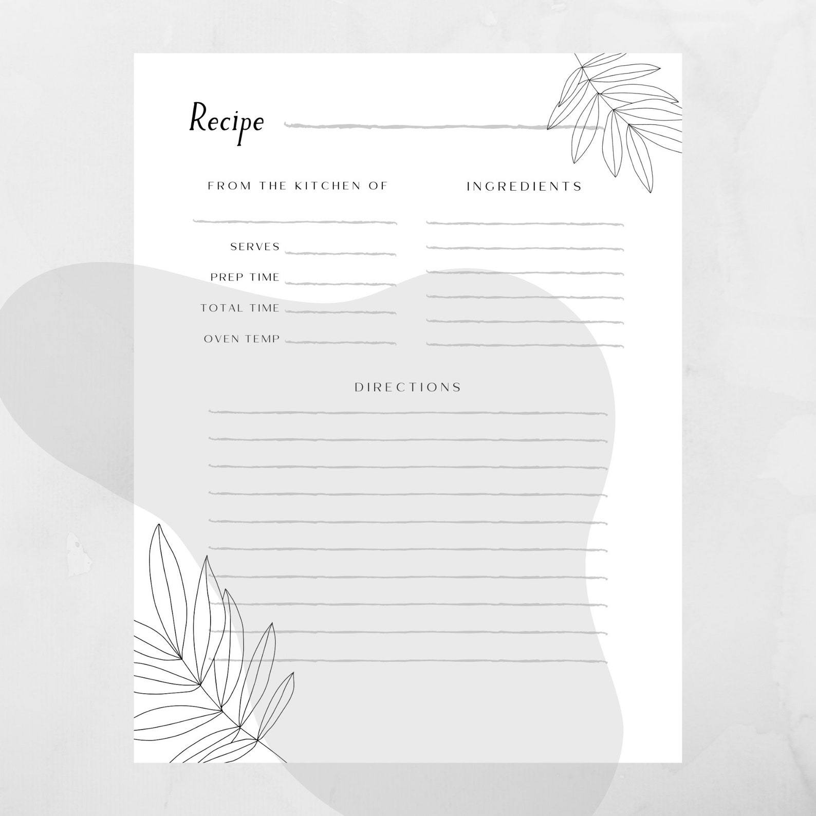 Recipe Template PDF, Recipe Template, Recipe Binder Printable, Recipe ...